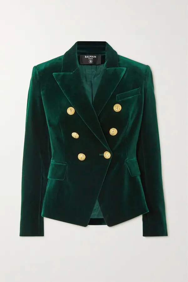 Balmain Double-breasted Cotton-velvet Blazer