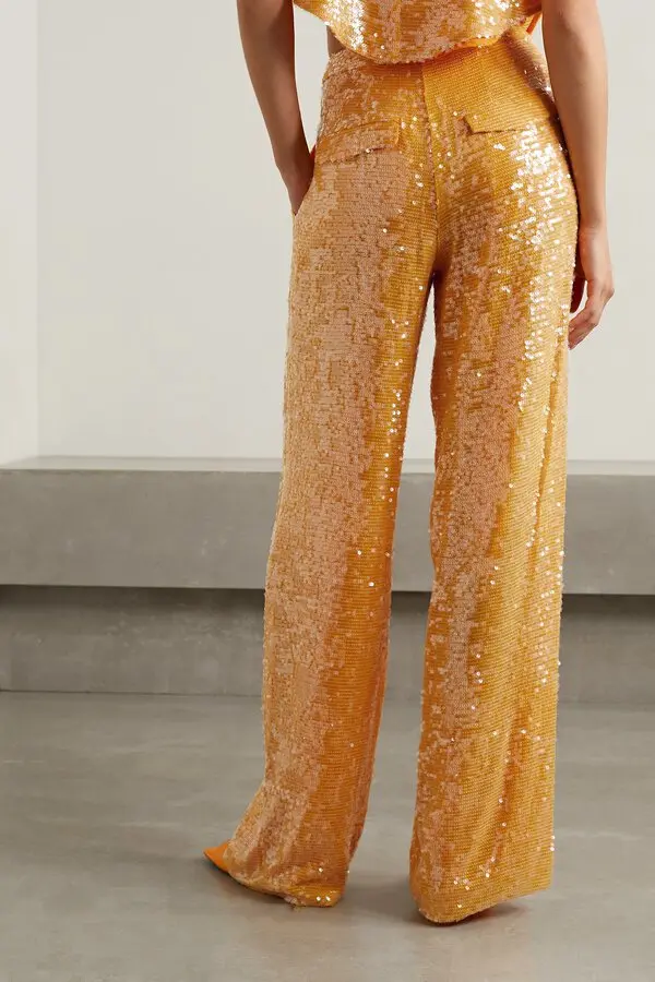 Lapointe Pleated Sequined Crepe Straight-leg Pants