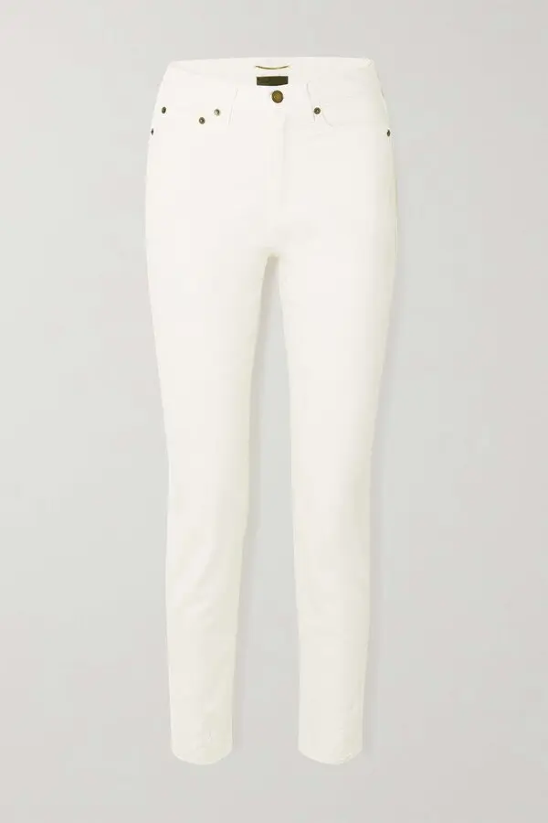 Saint Laurent Distressed High-rise Slim-leg Jeans