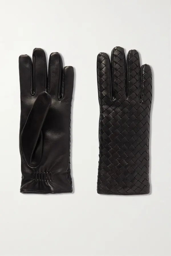 Bottega Veneta Intrecciato Leather Gloves - Black