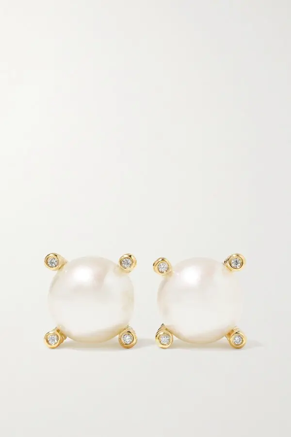 David Yurman Cable Collectibles 18-karat Pearl And Diamond Earrings - Gold