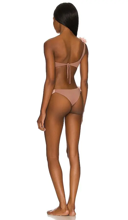 LA REVECHE Rasha One Shoulder Bikini Set In Tan