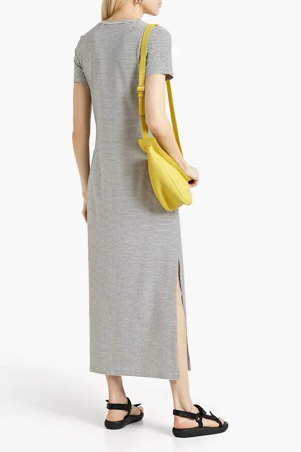 Theory Cherryal Striped Stretch Pima Cotton And Modalblend Jersey Midi Dress