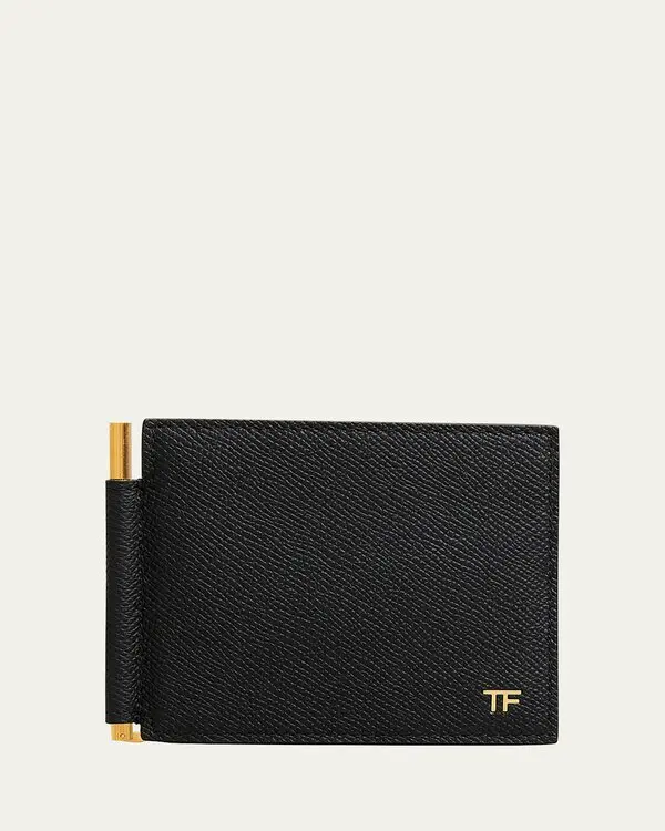 TOM FORD Leather T-line Money Clip Wallet - Black