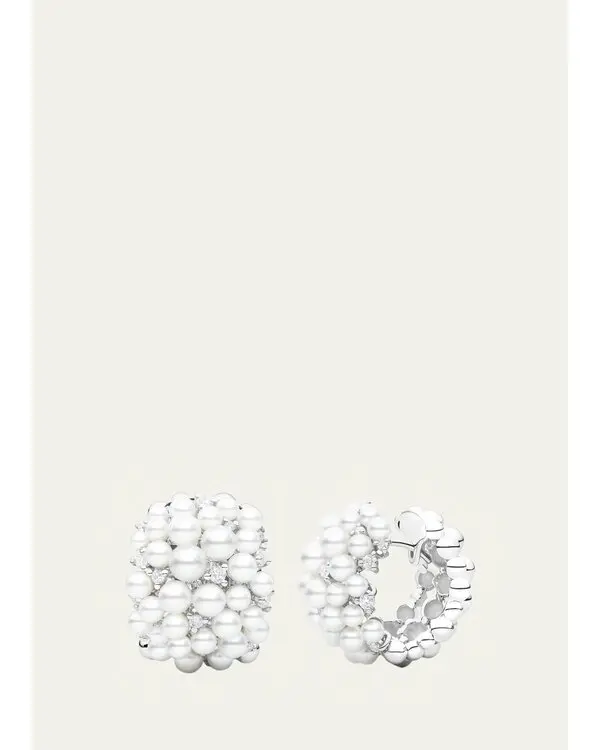 Paul Morelli Lagrange Pearl And Diamond Huggie Earrings