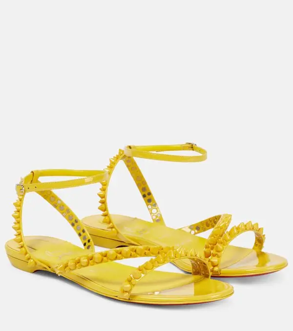 CHRISTIAN LOUBOUTIN Mafaldina Spikes Leather Sandals - Yellow