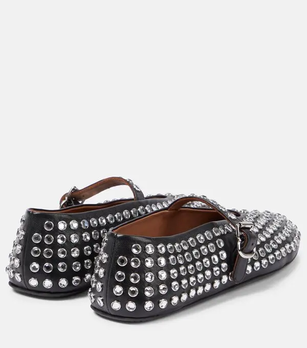 Alaïa Embellished Leather Ballet Flats