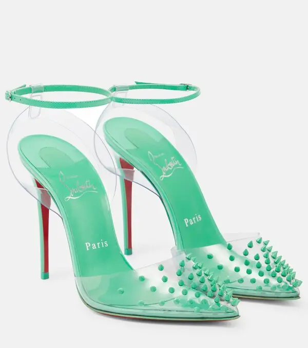 CHRISTIAN LOUBOUTIN Spikoo 100 Pvc And Leather Pumps - Green