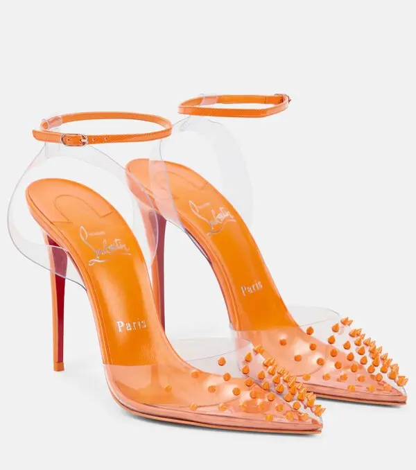 CHRISTIAN LOUBOUTIN Spikoo 100 Pvc And Leather Pumps - Orange