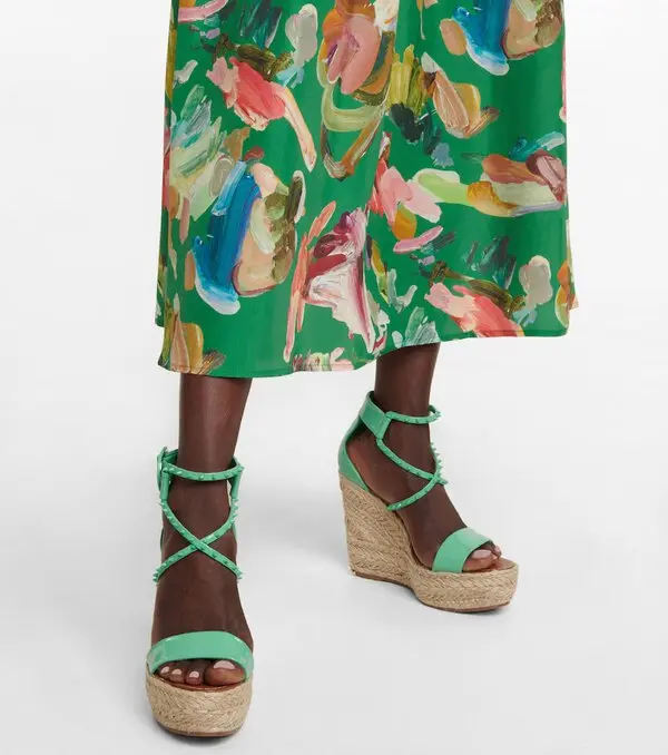 CHRISTIAN LOUBOUTIN Chocazeppa 120 Embellished Wedge Sandals - Green