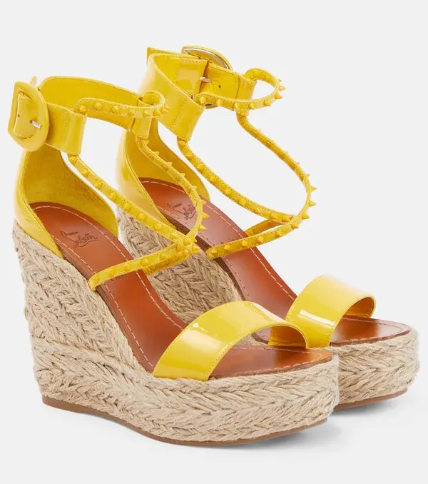 CHRISTIAN LOUBOUTIN Chocazeppa Spikes 120 Espadrille Wedges - Yellow