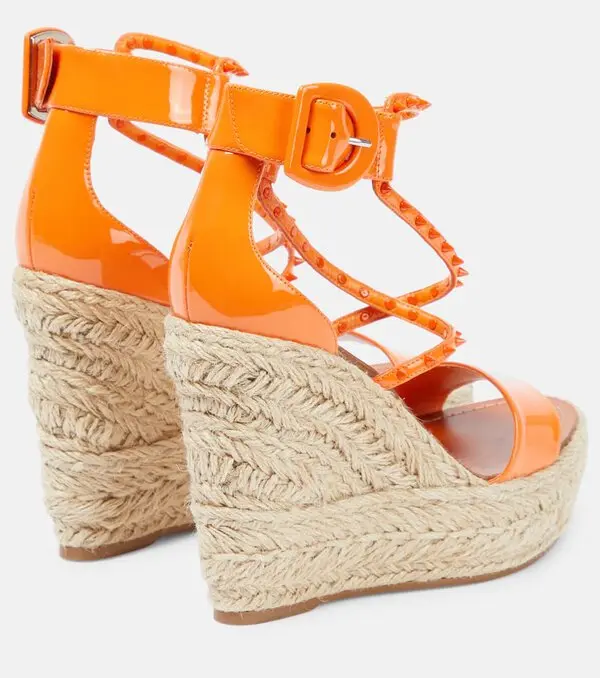 CHRISTIAN LOUBOUTIN Chocazeppa 120 Embellished Wedge Sandals - Orange