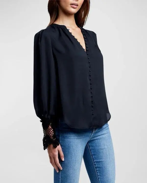 L & Apos;AGENCE L'agence Ava Lace-cuff Blouse - Black