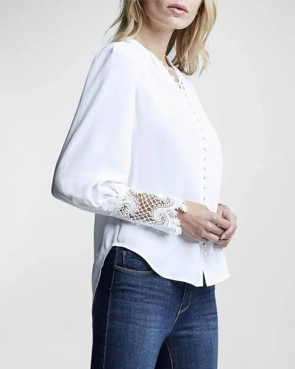 L & APOS;AGENCE L'agence Ava Lace-cuff Blouse - Ivory