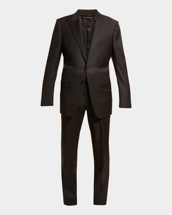 TOM FORD Solid Master Twill Two-piece Suit - Black Solid