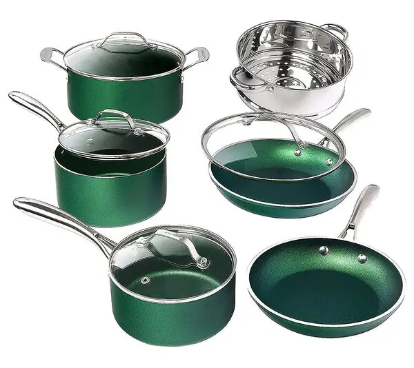 GRANITESTONE 10 Piece Emerald Non-stick Cookwar E Set - One-color
