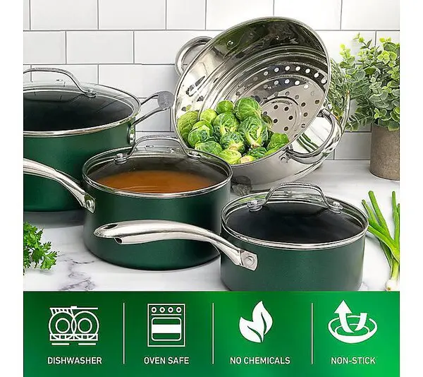 GRANITESTONE 10 Piece Emerald Non-stick Cookwar E Set