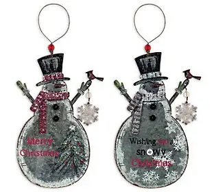 SUNSET VISTA DESIGNS Svd Two Vintage Snowman Ornaments - One-color