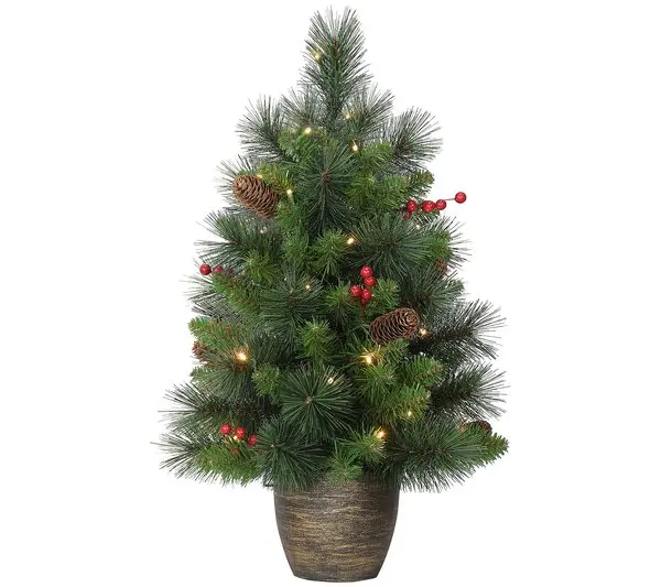 PULEO INTERNATIONAL Puleo Pre-lit 2' Table Top Artificial Christmas Tree - One-color