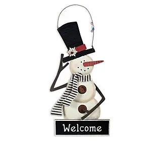 SUNSET VISTA DESIGNS Sunset Vista Happy Snowman Welcome Sign - One-color