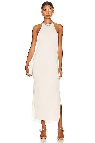 open lace back dress Mac Duggal Pleated Criss Cross Cut-Out Halter Neck Gown main image 0