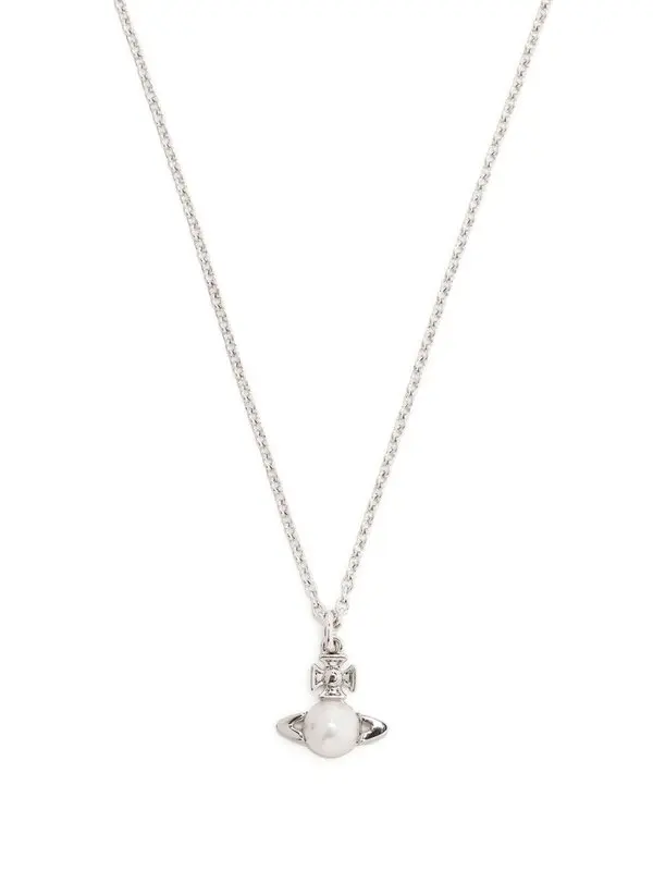 VIVIENNE WESTWOOD Pearl-logo Pendant Necklace - Silver