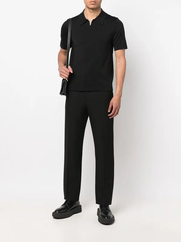 Sandro Knitted Polo With Zip Collar - Black