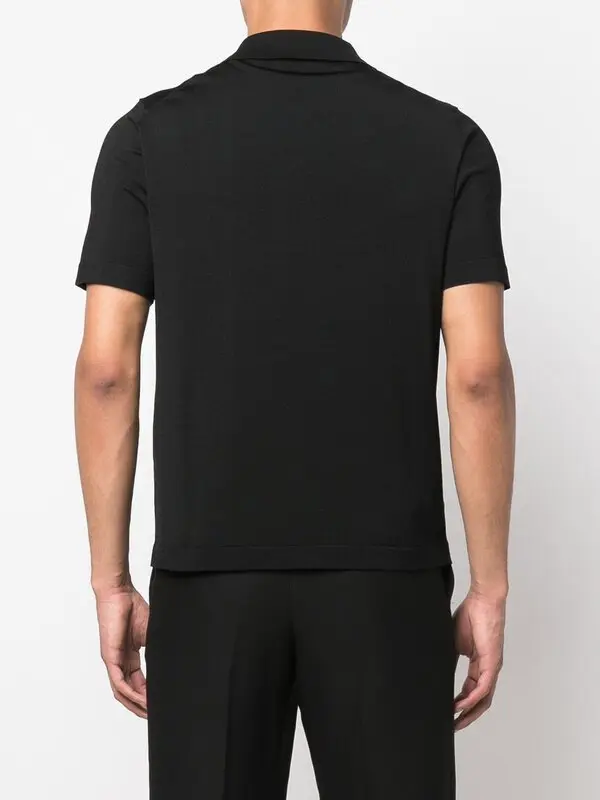 Sandro Knitted Polo With Zip Collar - Black