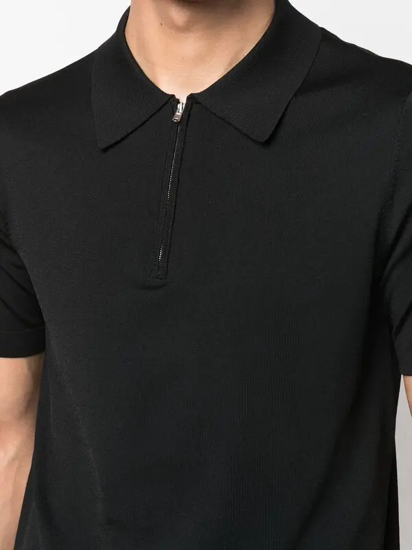 Sandro Knitted Polo With Zip Collar - Black