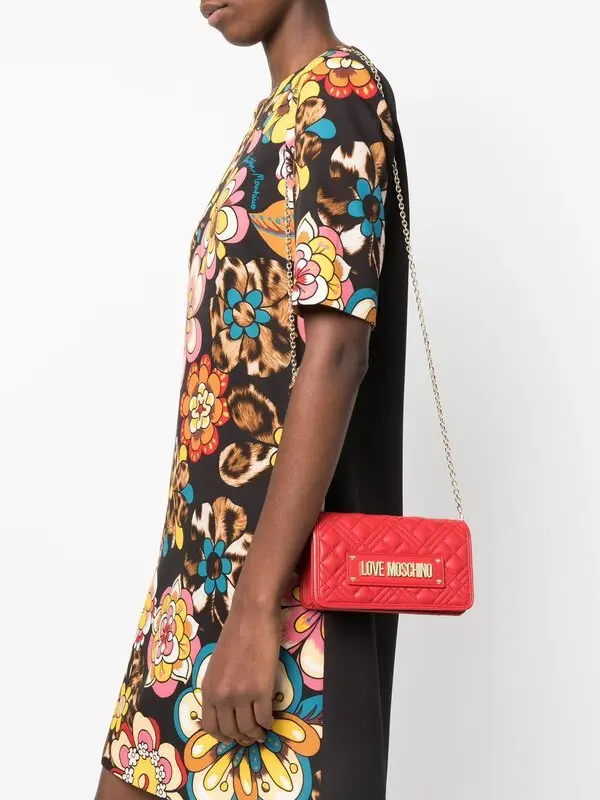 Moschino Diamond-quilted Logo-lettering Crossbody Bag