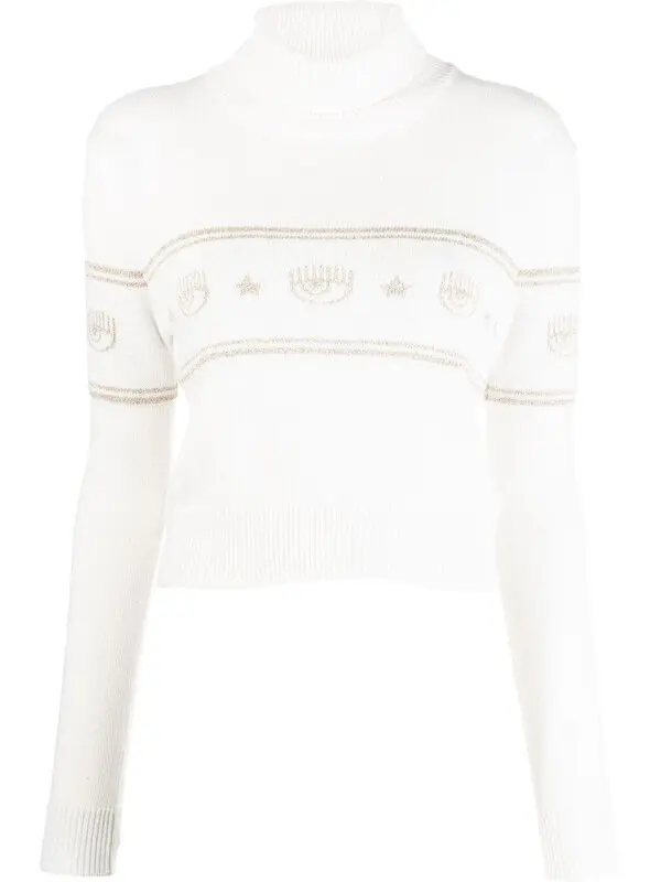 CHIARA FERRAGNI Graphic-intarsia Jumper - Neutrals