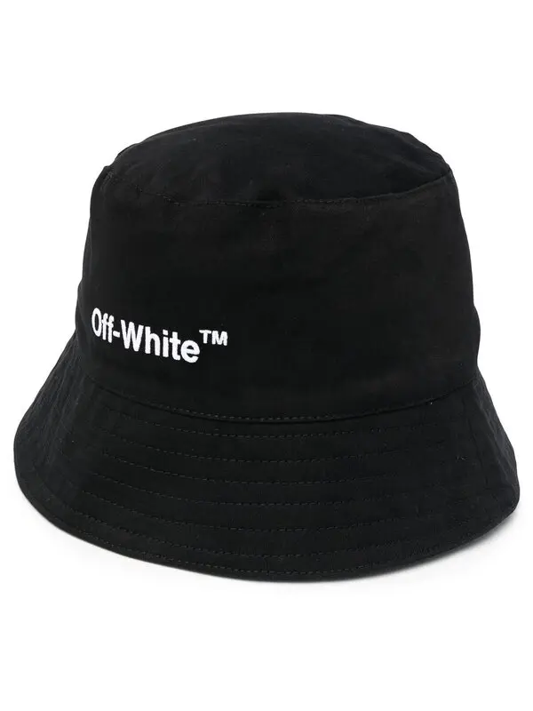 Off-White Helvetica Logo-print Bucket Hat - Black