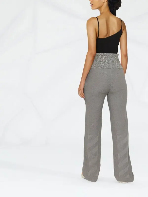 Off-White Diag-print Knitted Trousers - Grey