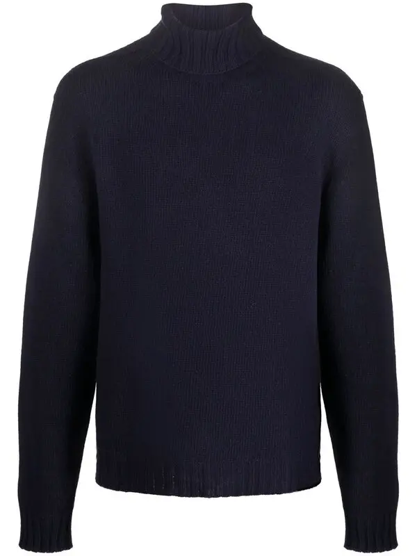 Palm Angels Logo-knit Roll-neck Jumper - Blue
