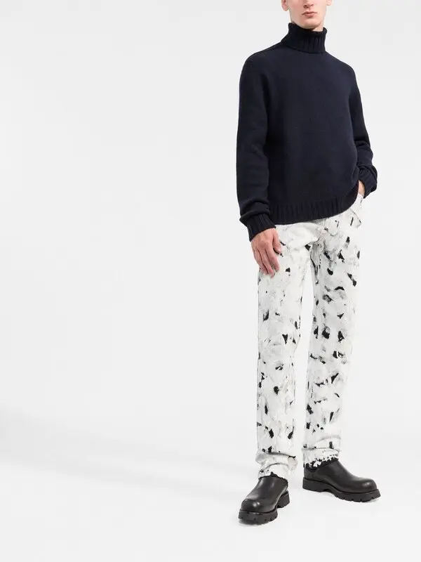 Palm Angels Logo-knit Roll-neck Jumper - Blue