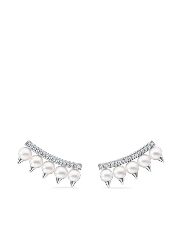 TASAKI 18kt White Gold Danger Plus Diamond Pavé Earrings - Silver