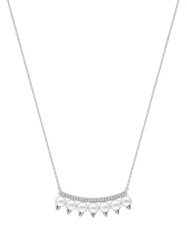 TASAKI 18kt White Gold Diamond And Pearl Danger Plus Necklace - Silver
