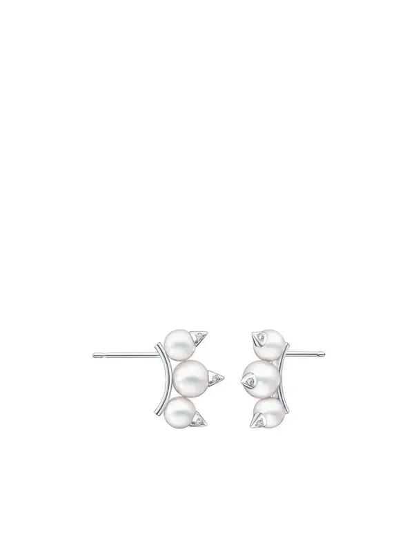 TASAKI 18kt White Gold Diamond And Pearl Danger Neo Earrings - Silver