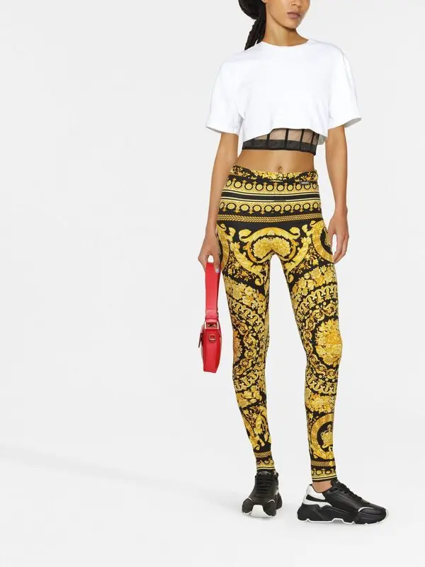 Versace Barocco-print Leggings - Yellow