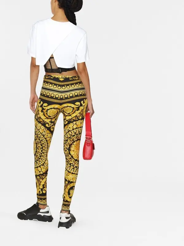 Versace Barocco-print Leggings - Yellow