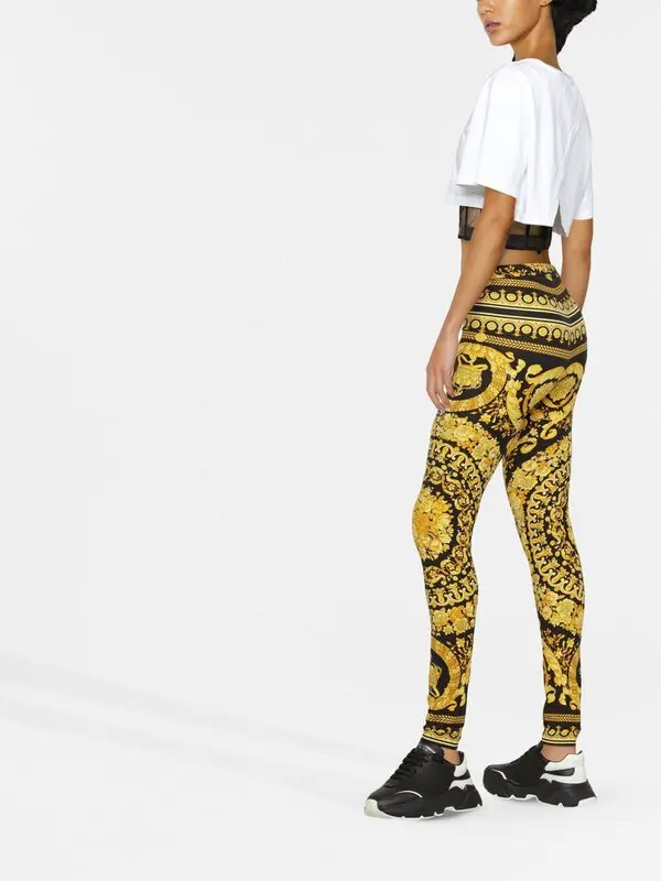 Versace Barocco-print Leggings - Yellow