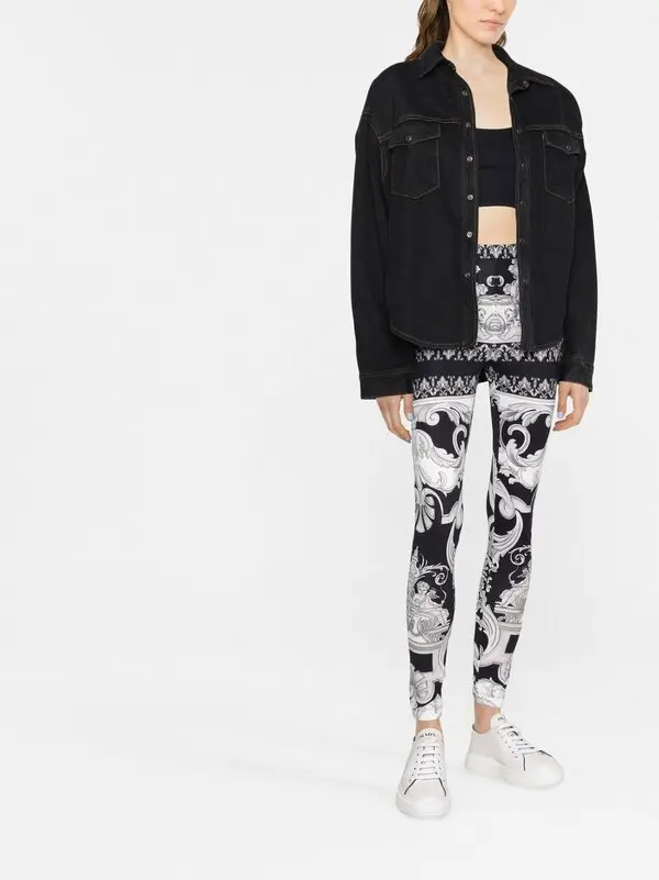 Versace Silver Baroque-print Leggings