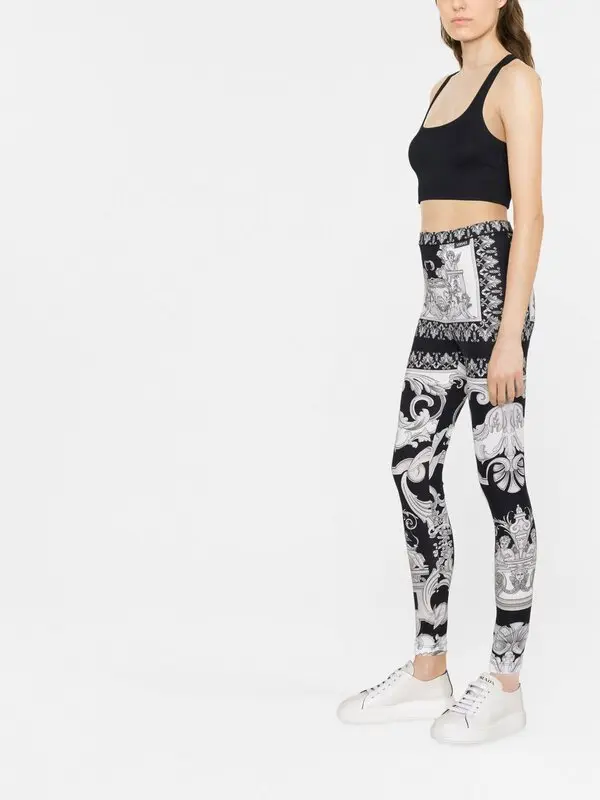 Versace Silver Baroque-print Leggings