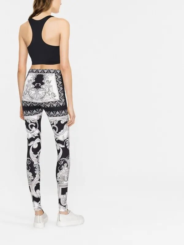 Versace Silver Baroque-print Leggings