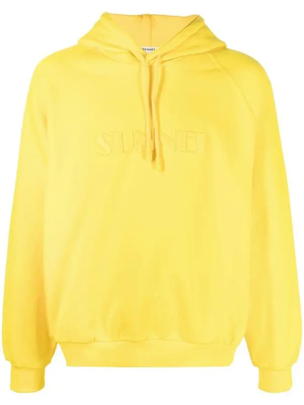 Sunnei Logo Drawstring Hoodie - Yellow