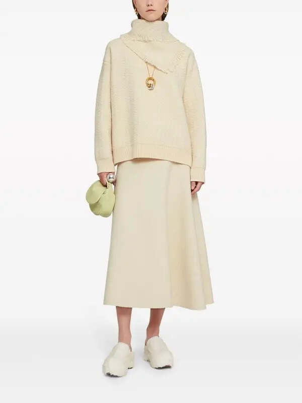JIL SANDER Fluted A-line Wool Skirt
