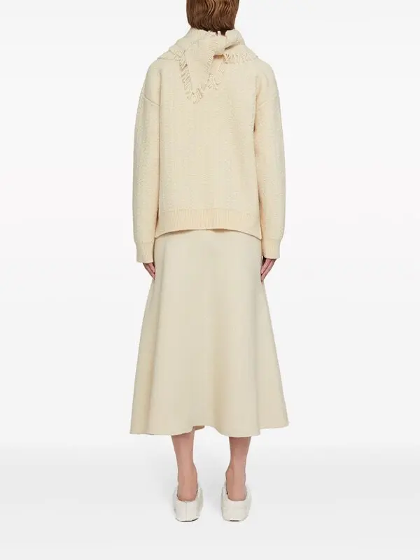 JIL SANDER Fluted A-line Wool Skirt