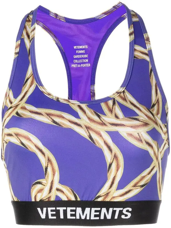 Vetements Gold-chain Sports Bra - Purple