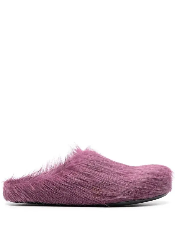Marni Long Hair Calfskin Fussbett Sabot - Purple