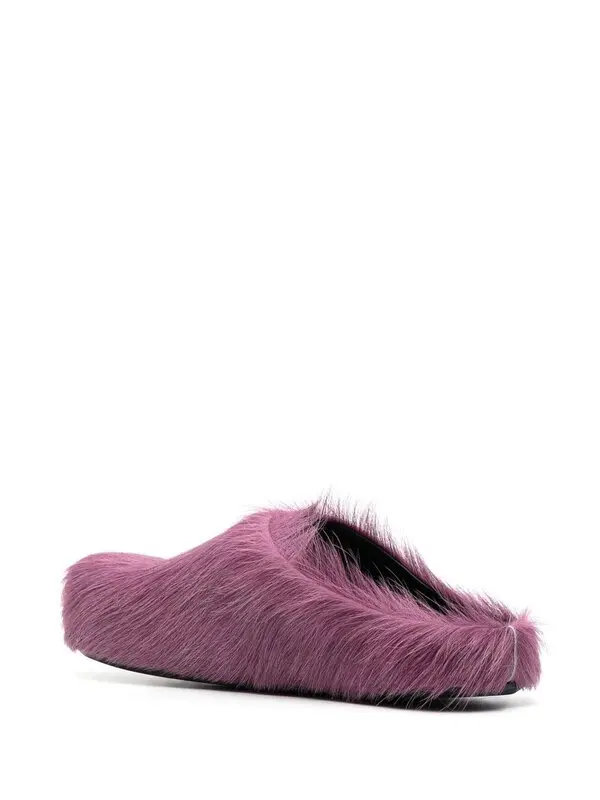 Marni Long Hair Calfskin Fussbett Sabot - Purple